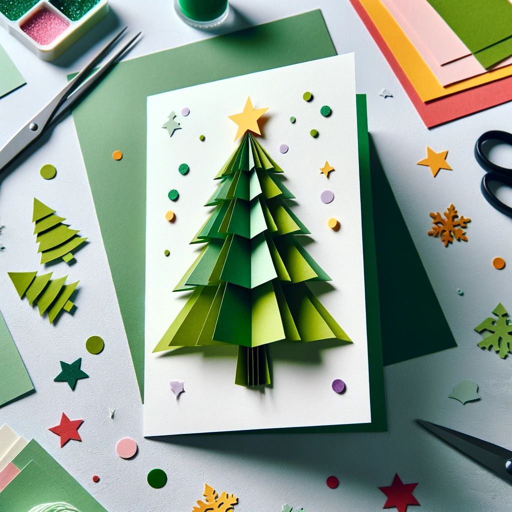 Biglietti 3d fai da te: biglietto con albero di Natale - UNF Donna